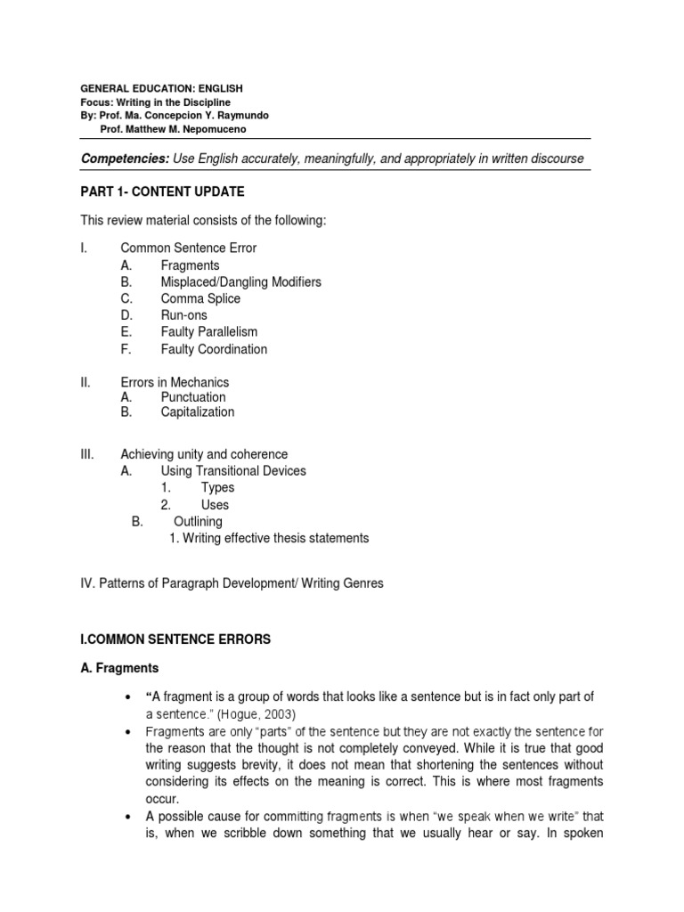 Writing in The Discipline | PDF | Bracket | Sentence (Linguistics)