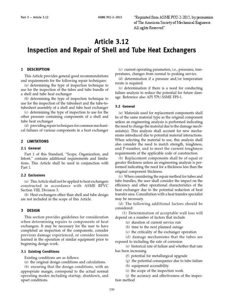Asme Pcc-2-2015 Article 3.12 | PDF | Welding | Construction