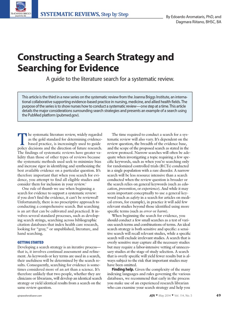 Constructing A Search Strategy and Searching For Evidence | PDF | Systematic Review | Pub Med