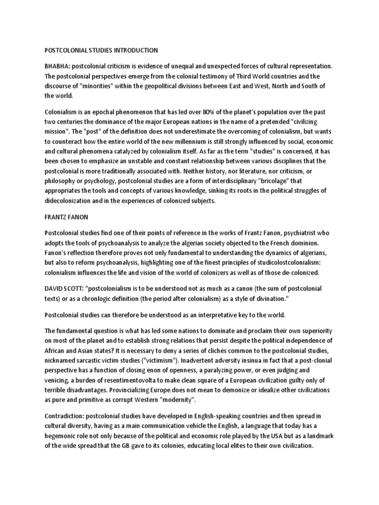 Postcolonial Studies Introduction | Download Free PDF | Postcolonialism ...