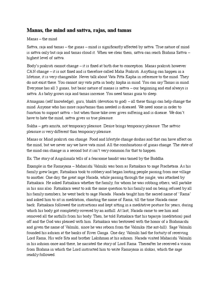 Understanding Manas and the Three Gunas | PDF | Indian Religions ...