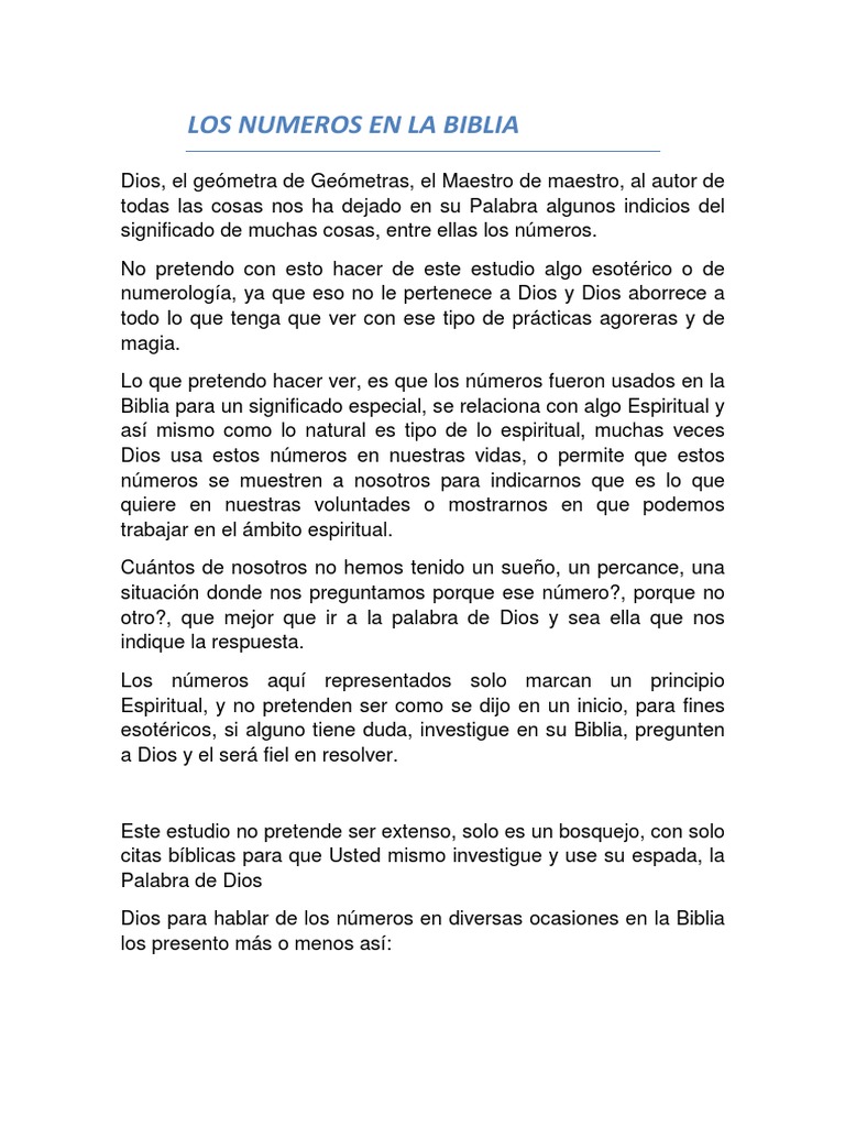 Los Numeros en La Biblia | PDF | Libro del éxodo | Jesús