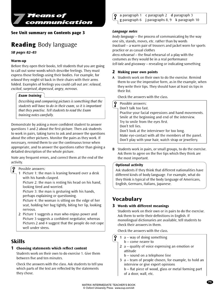 Reading Body Language of 7 Meaning Communication | PDF | Body Language ...