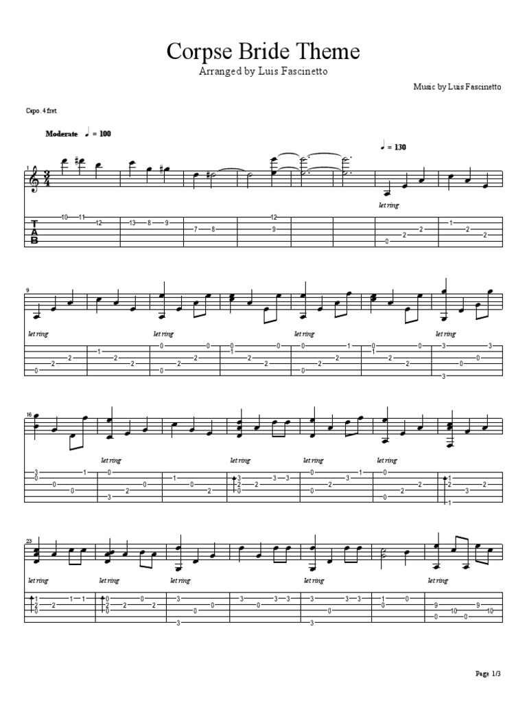 Corpse Bride Theme | PDF | Chordophones | String Instruments