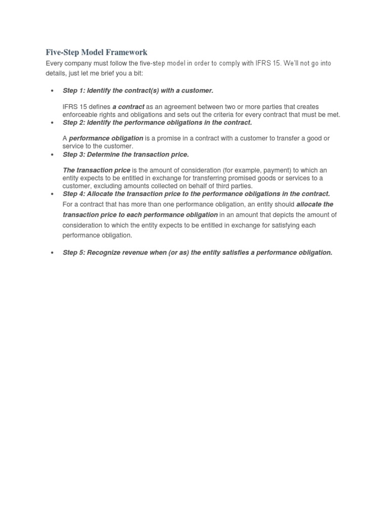 IFRS 15 Five-Step Revenue Model | PDF | Financial Transaction ...