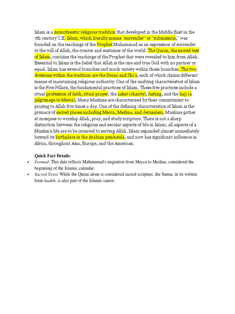 Islam: Beliefs, Practices and History in 40 Characters | PDF