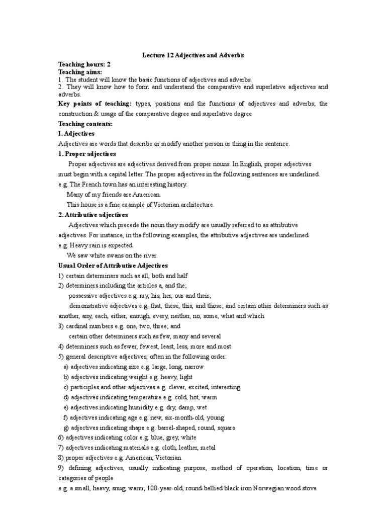 Understanding Adjectives and Adverbs | PDF | Adjective | Adverb