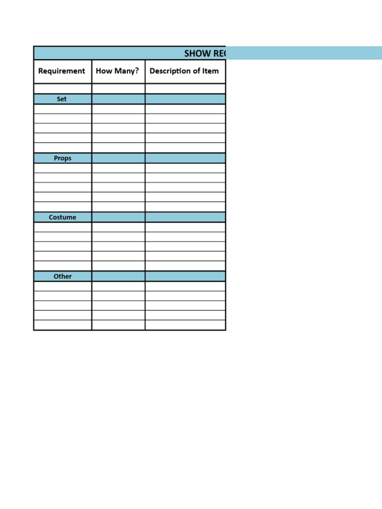 Show Requirement Sheet | PDF