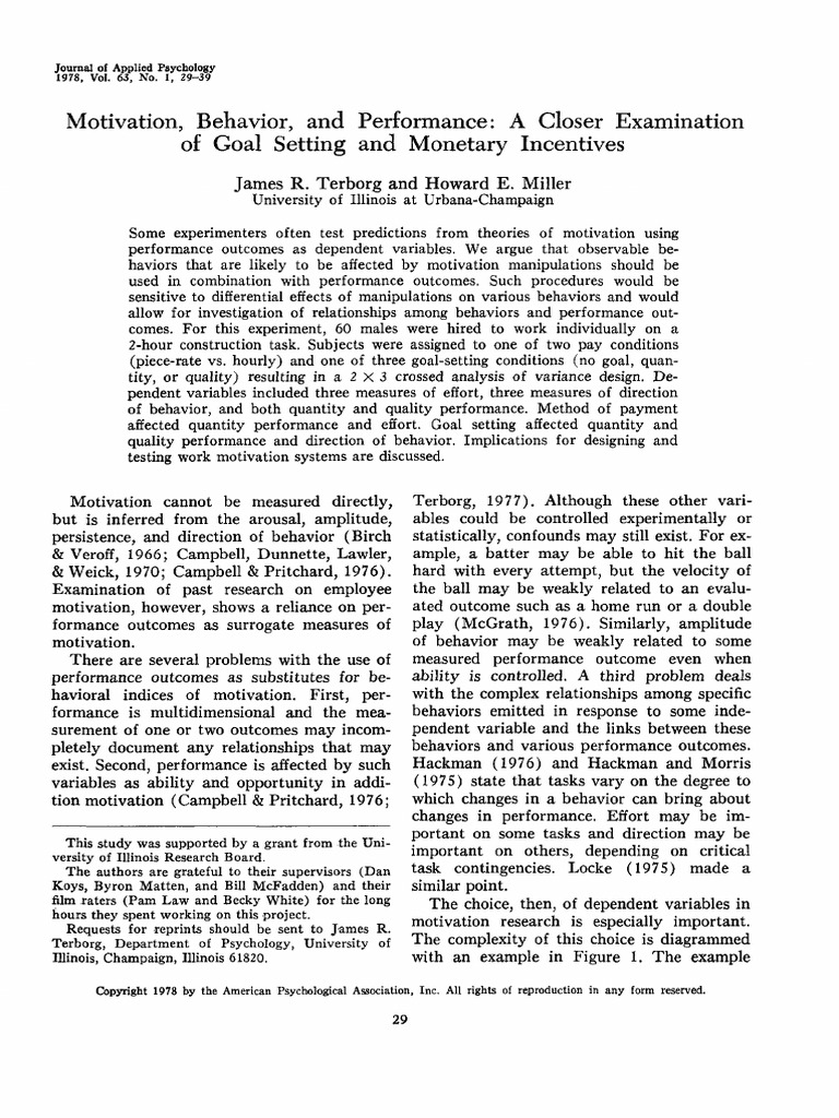 Motivation Behavior Performance | PDF | Goal Setting | Motivation