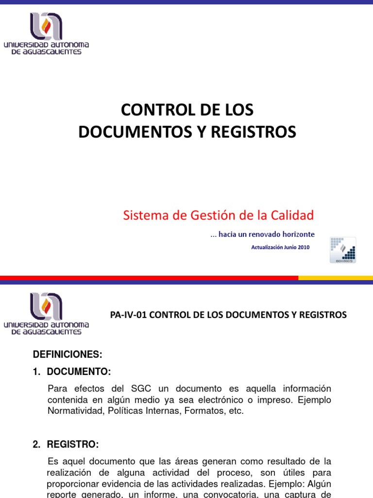 Curso-Taller de Control de Documentos y Registros | PDF | Calidad (comercial) | Documento