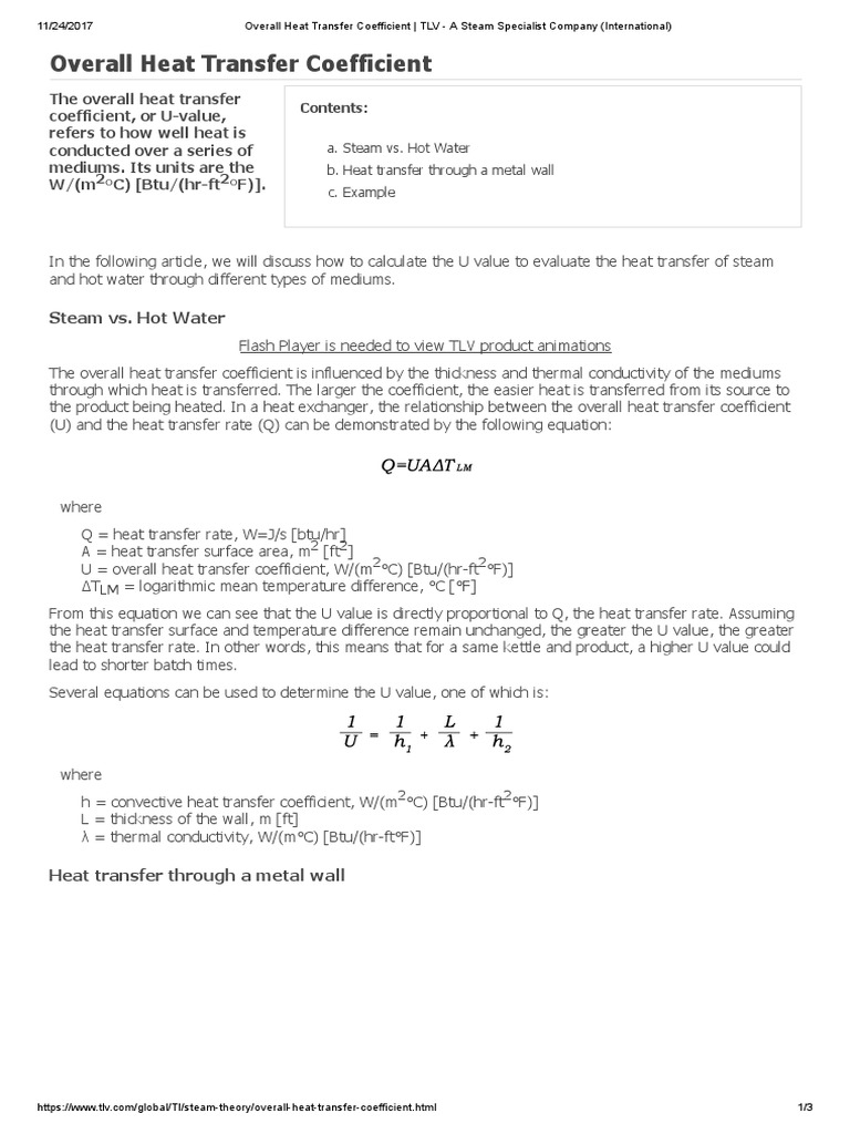 Overall Heat Transfer Coefficient Explained | PDF | Heat Transfer | Heat
