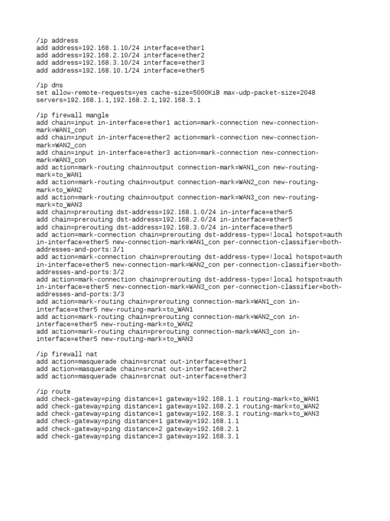 3 Wan Load Balancing Script Mikrotik | PDF | Ip Address | Computer Network