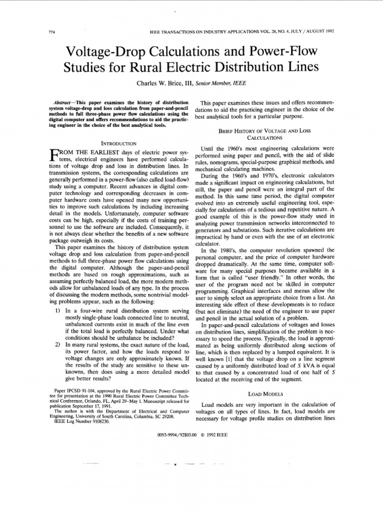 Voltage-Drop Calculations and Power-Flow Studies For Rural Electric ...