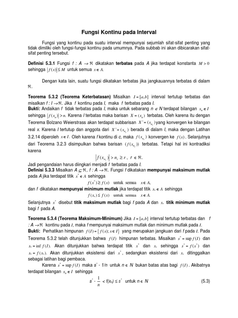 Fungsi Kontinu Pada Interval | PDF