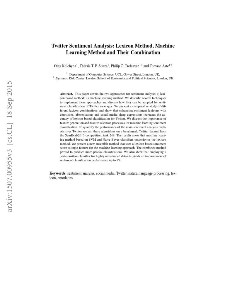 Sentiment Analysis | PDF | Part Of Speech | Statistical Classification