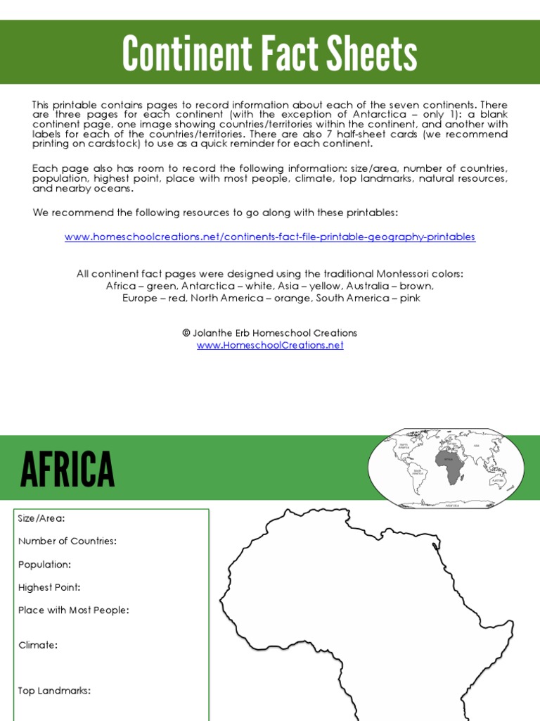 World Continent Fact Sheets | Download Free PDF | Continent | Computing ...