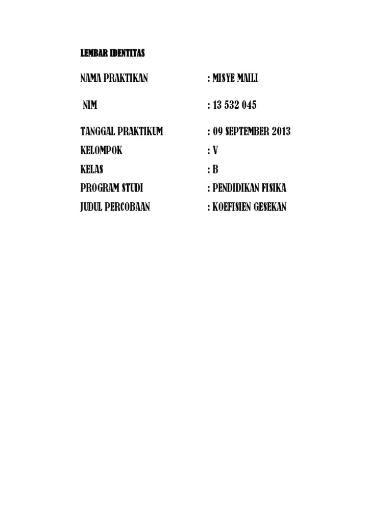 Laporan Praktikum Koefisien Gesekan | PDF