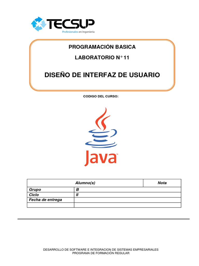 Lab 11 - Diseño de Interfaz de usuarioWORD | PDF | Entorno de desarrollo integrado | Java ...