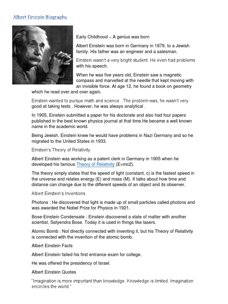 Einstein: Early Life and Discoveries | PDF | Albert Einstein | Photon