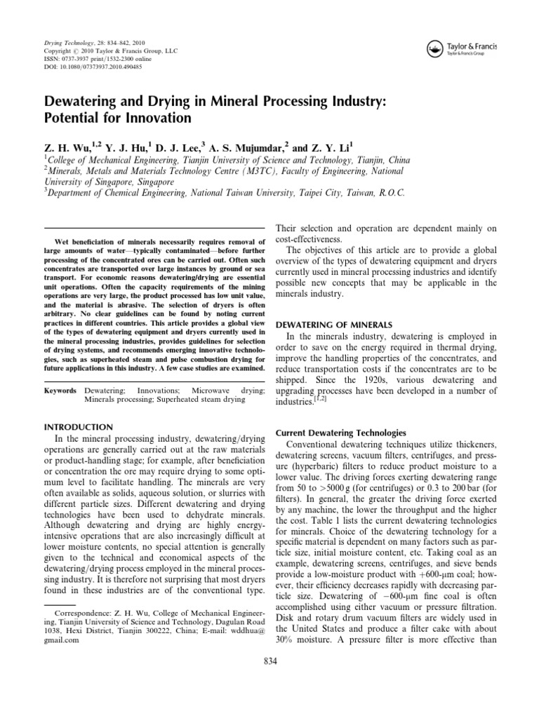 Dewatering and Drying in Mineral | PDF | Clothes Dryer | Coal