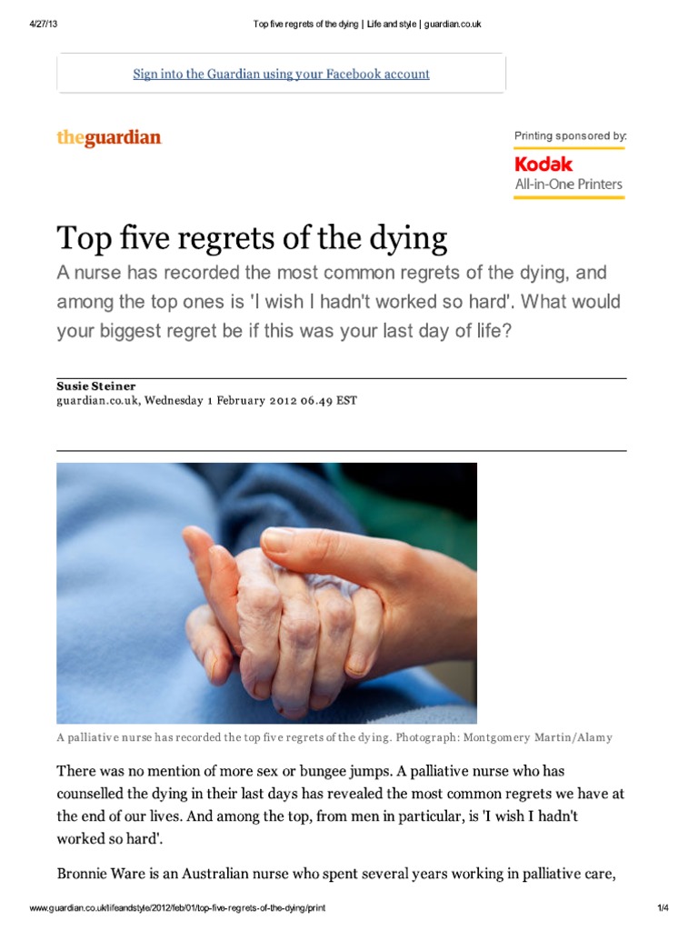 Top Five Regrets of Dying PDF | PDF