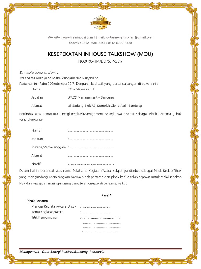 Mou-Sop Talkshow Universitas Mataram | PDF