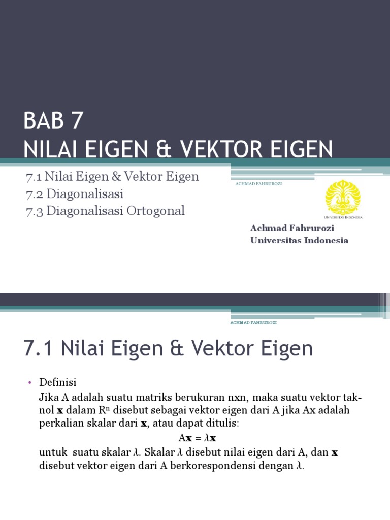 Nilai Eigen Dan Vektor Eigen PDF | PDF