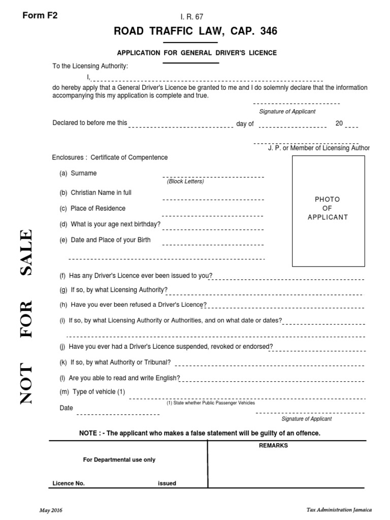 General Driver's License Application Jamaica | PDF | Driver's License ...