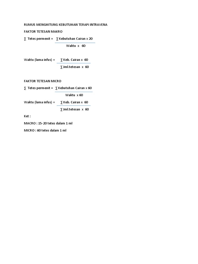 Rumus Hitung Infus Intravenosa | PDF