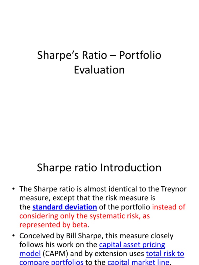 Sharpe's Ratio - A Powerful Tool for Portfolio Evaluation | PDF ...
