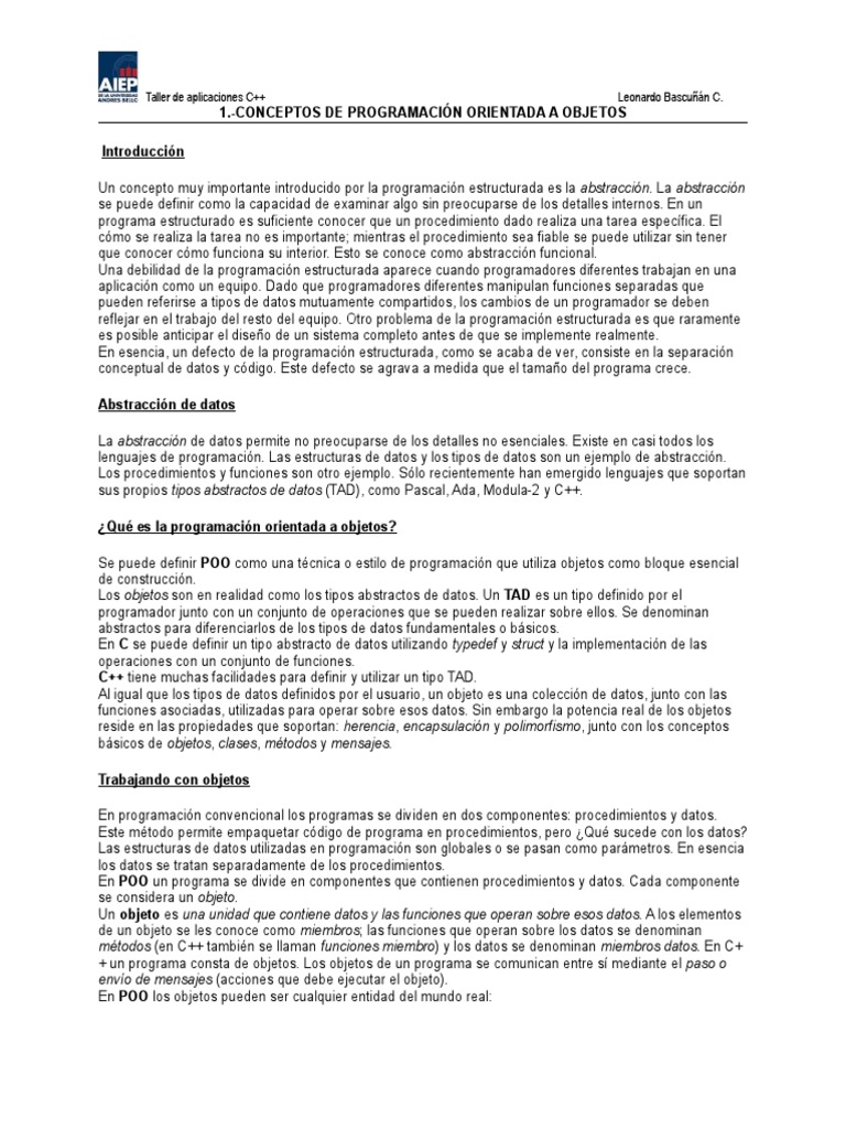 Conceptos de Programación Orientada A Objetos | PDF | Objeto ...