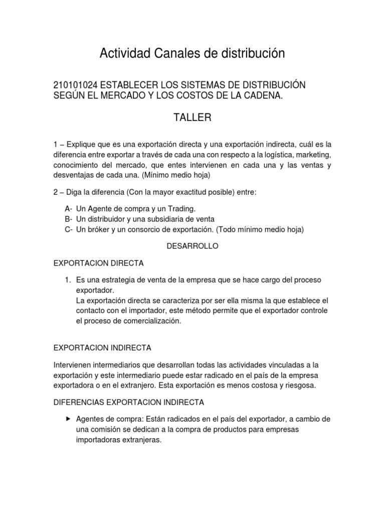8 Exportacion Directa e Indirecta | PDF | Exportaciones | Corredor