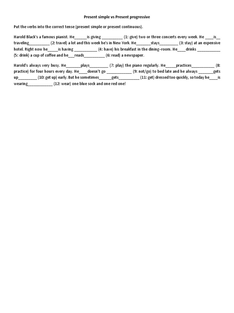 Present Simple vs. Present Progressive Guide | PDF | Grammar | Onomastics