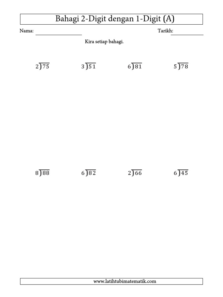 Bahagi 2 Digit Dengan 1 Digit 1 | PDF