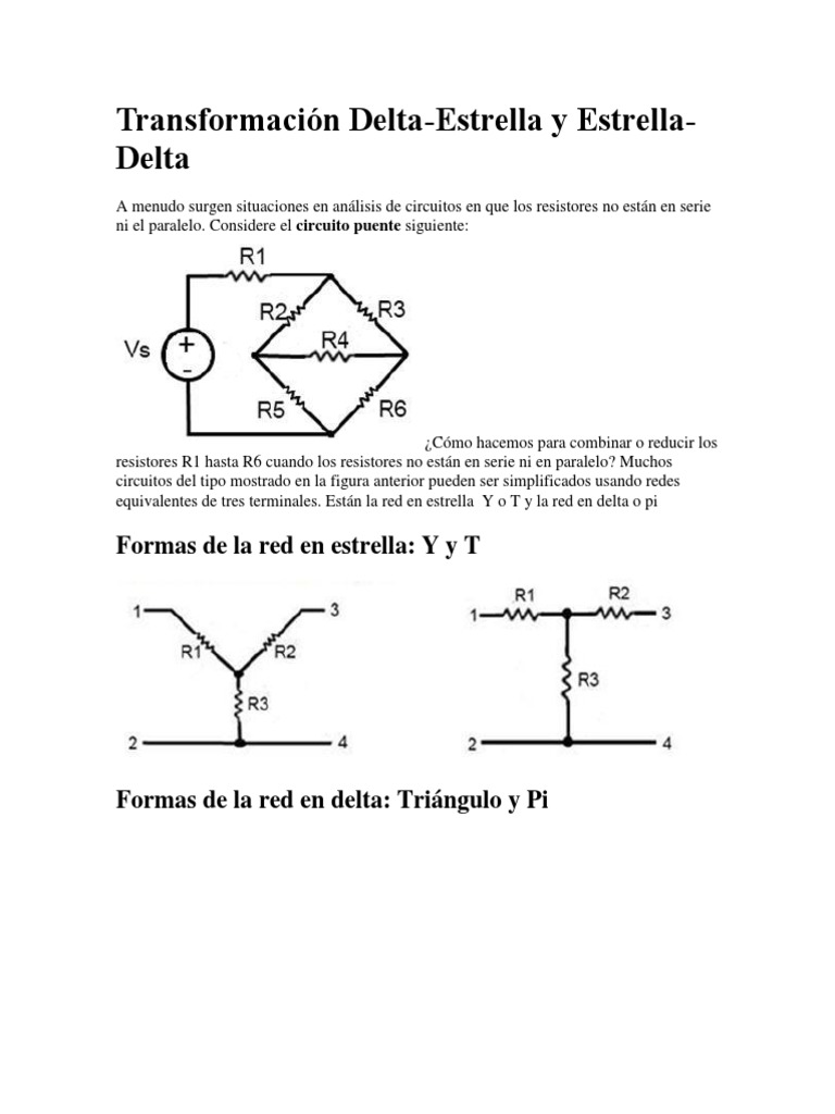 Transformación Delta-Estrella en Circuitos | PDF | Resistencia ...