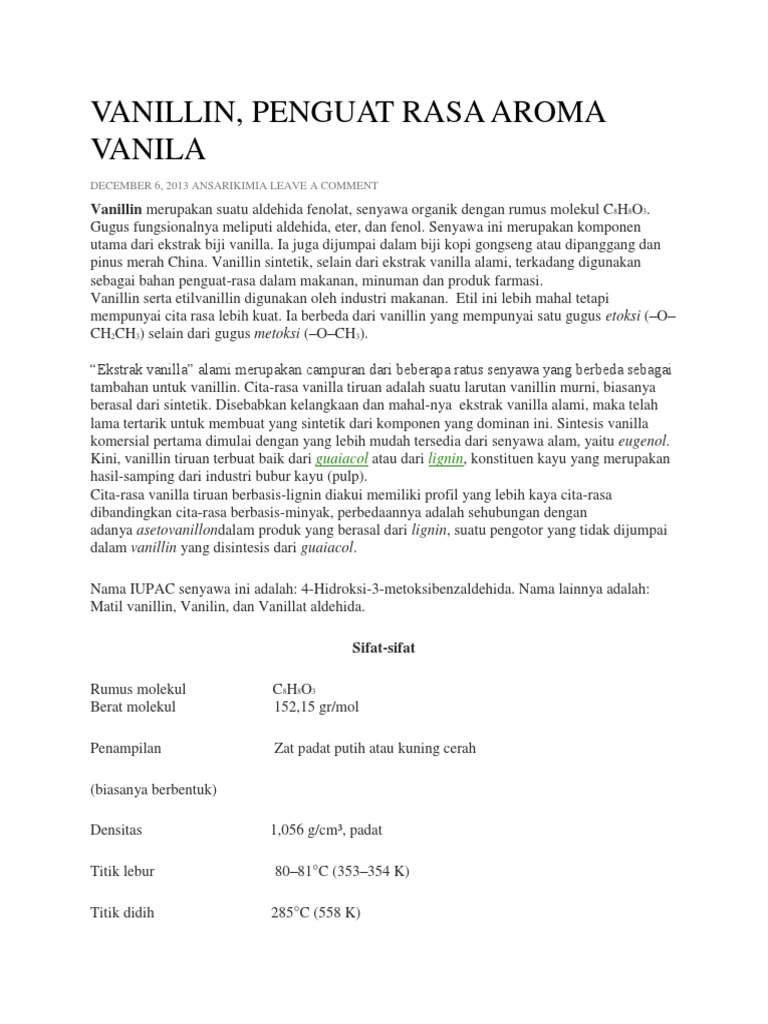VANILLIN | PDF