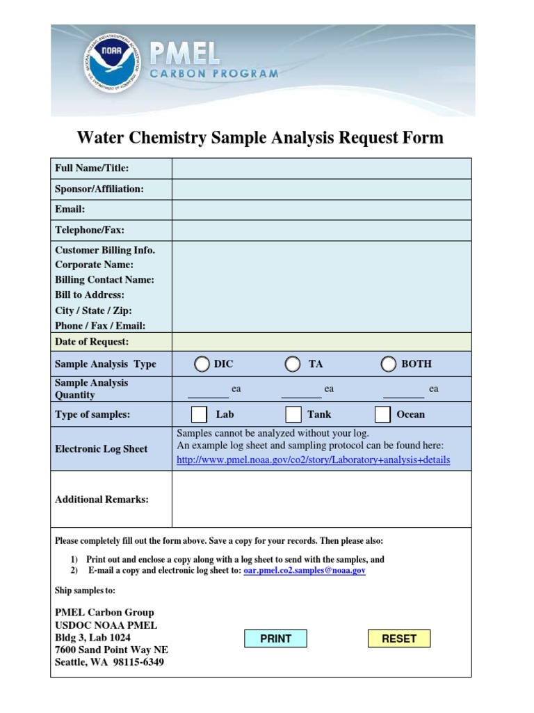 P Mel Carbon Sample Analysis Request Form | PDF