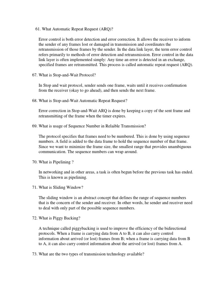 What Automatic Repeat Request | PDF | Error Detection And Correction | Transmission Control Protocol