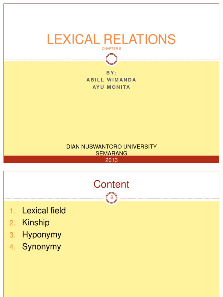 Lexical Relations: Dian Nuswantoro University Semarang | Download Free PDF | Lexicon | Semantics