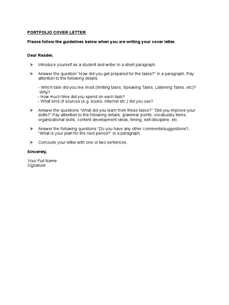 Portfolio Cover Letter A+ | PDF