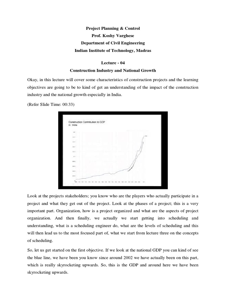 Project Planning & Control Prof. Koshy Varghese Department of Civil ...