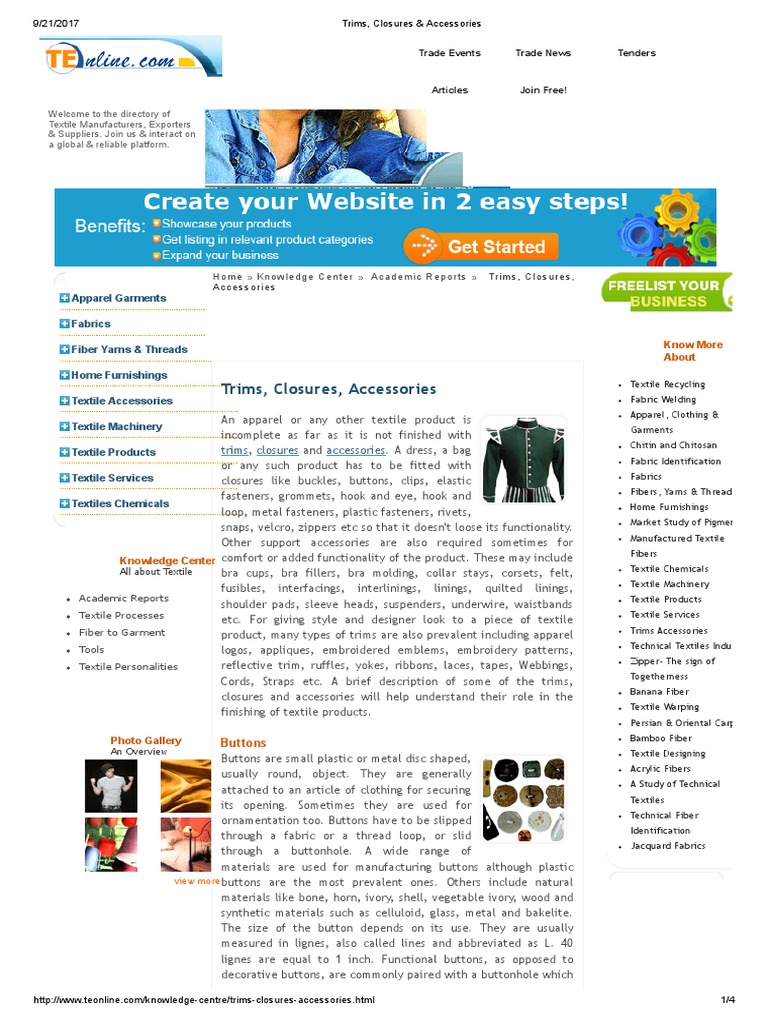 Trims, Closures & Accessories | PDF | Corset | Textiles