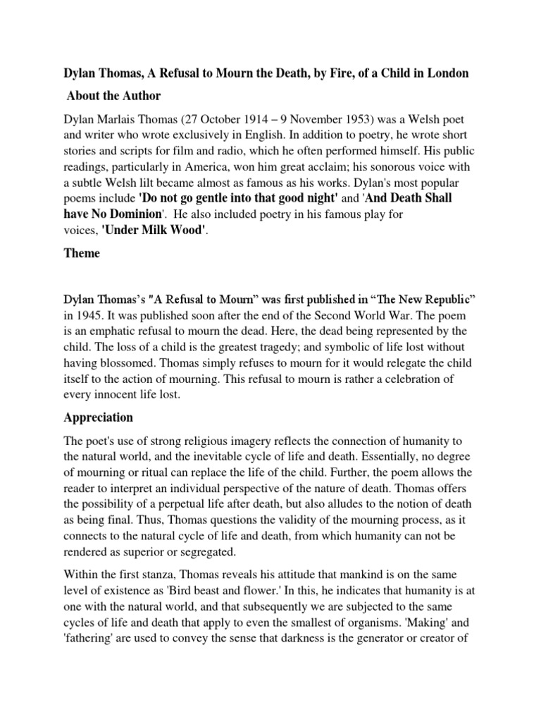 Dylan Thomas | PDF | Poetry | Religion And Belief