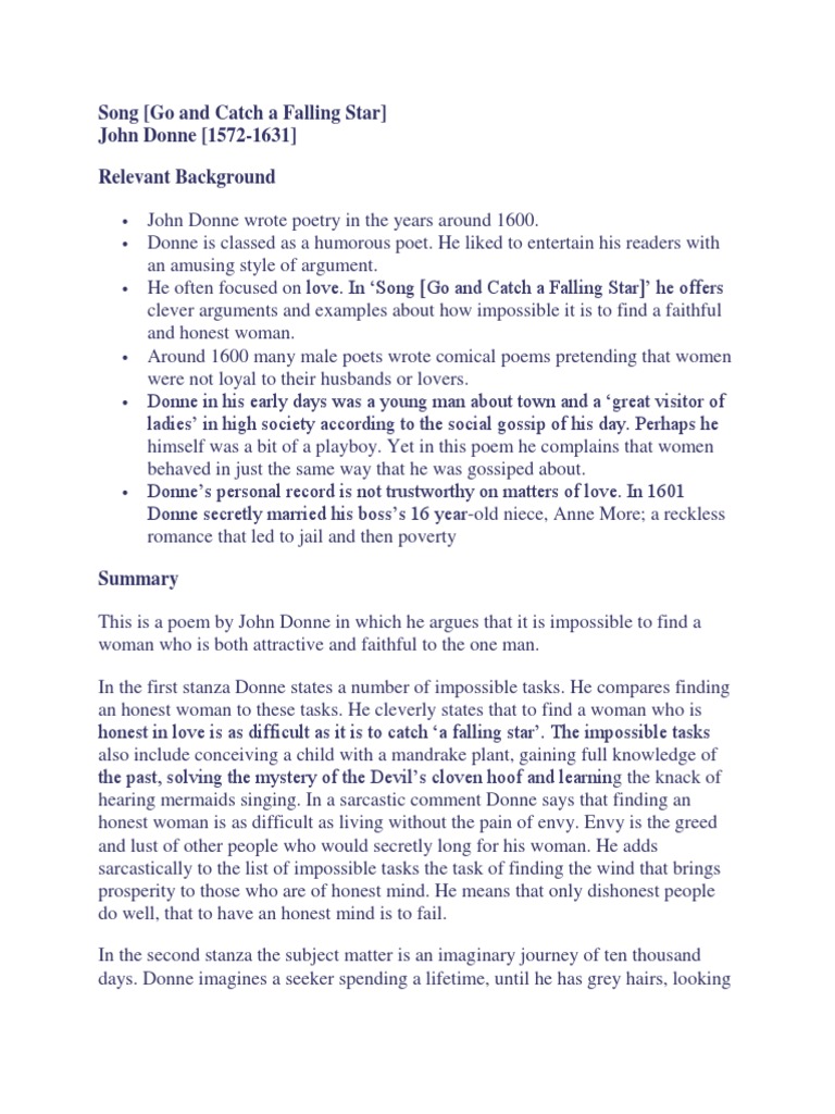 Song Go and Catch Falling Star Analysis | PDF | Rhyme | Poetry