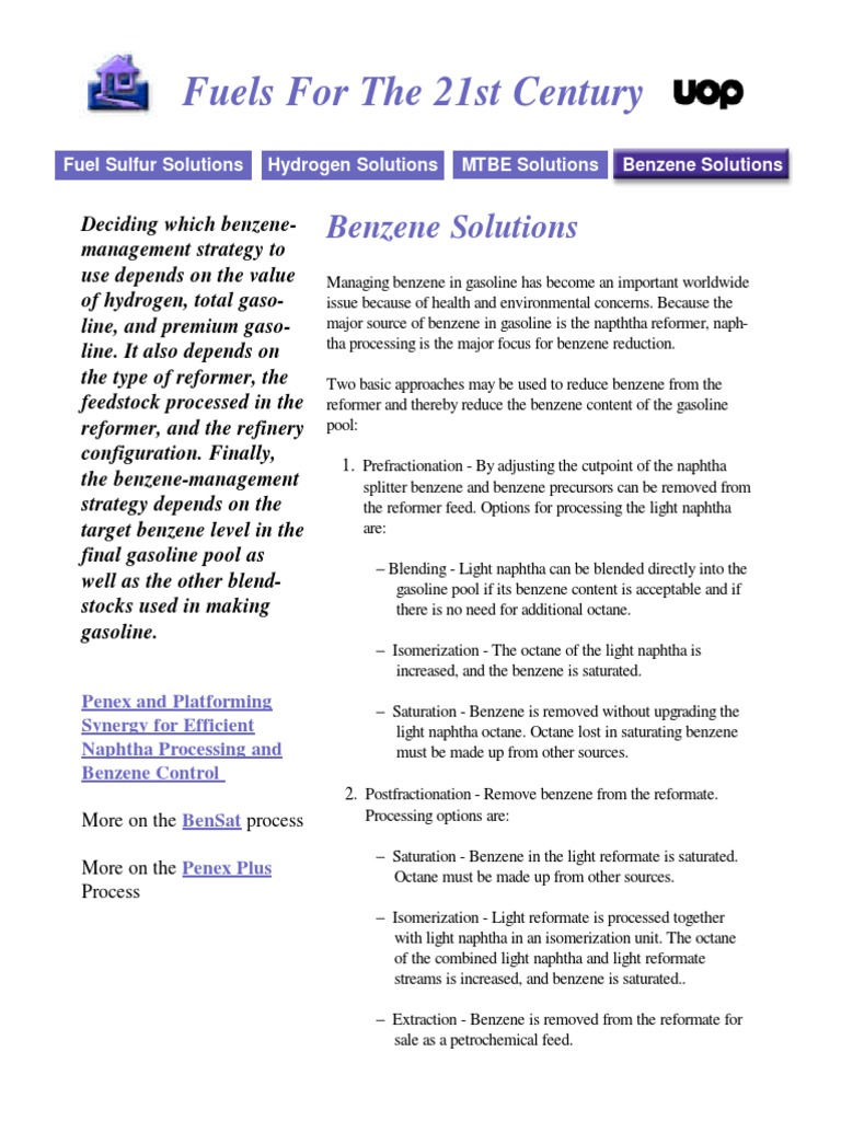 Penex Plus | PDF | Gasoline | Benzene