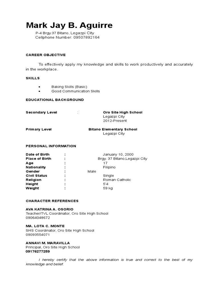 Mark Jay B. Aguirre: Legazpi City Cellphone Number: 09507892164 | PDF