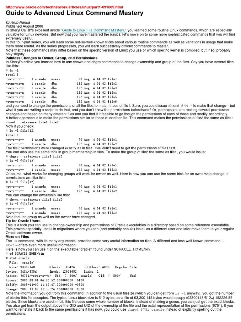 Guide To Linux File Command Mastery Pdf Oracle Database Computer File 3238
