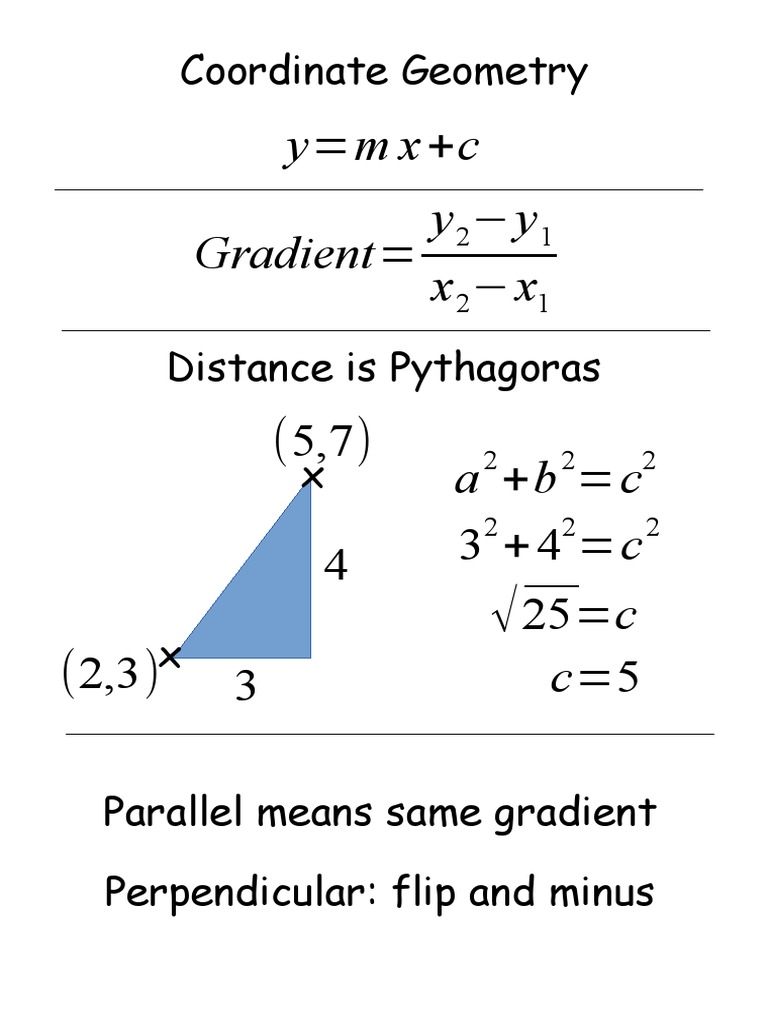 c1 Coordinate Geometry Notes PDF | PDF