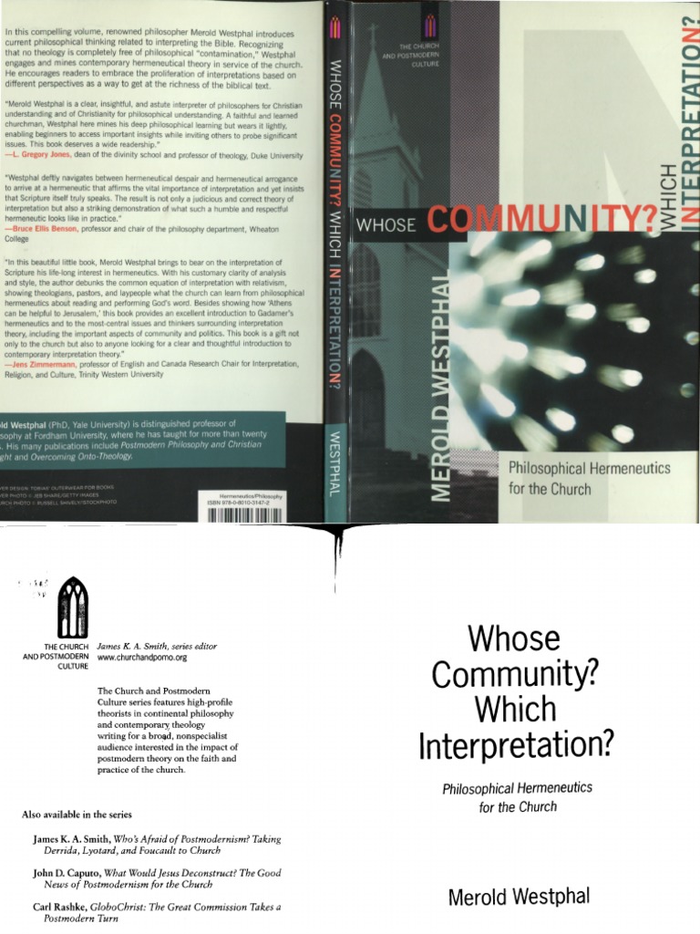 (The Church and Postmodern Culture) Merold Westphal-Whose Community ...