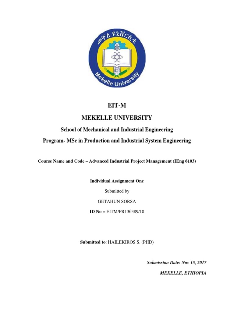 Advanced Industrial Project Management Assignment | PDF
